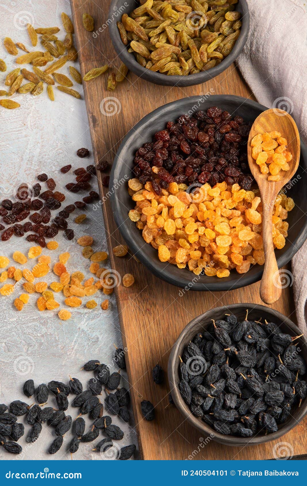Different Types of Raisins on Light Backgroound Stock Image - Image of ...
