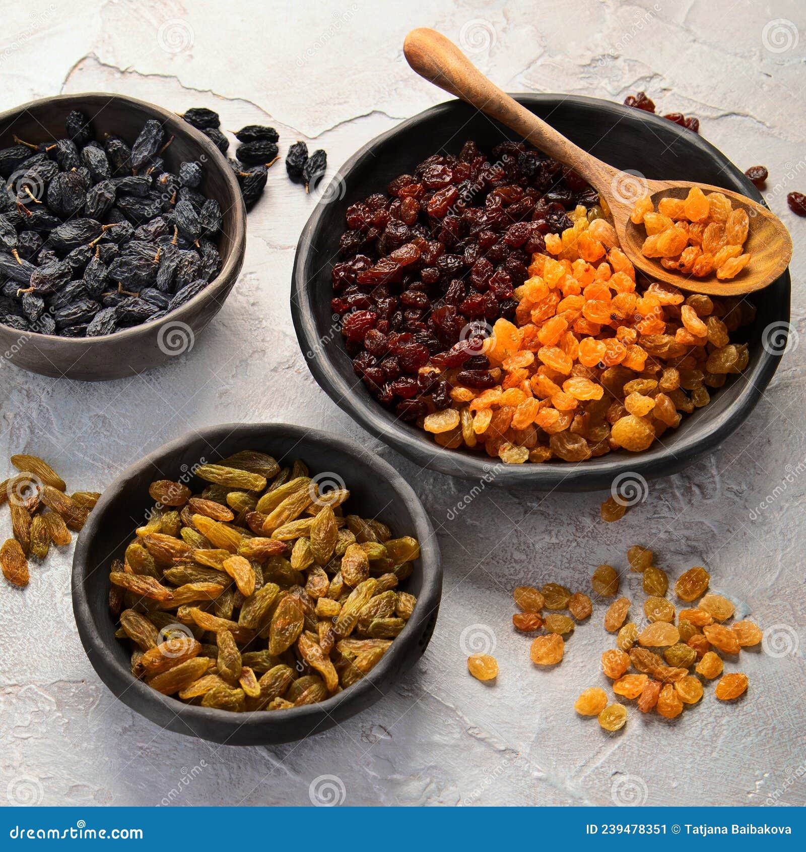 Different Types of Raisins on Light Backgroound Stock Image - Image of ...