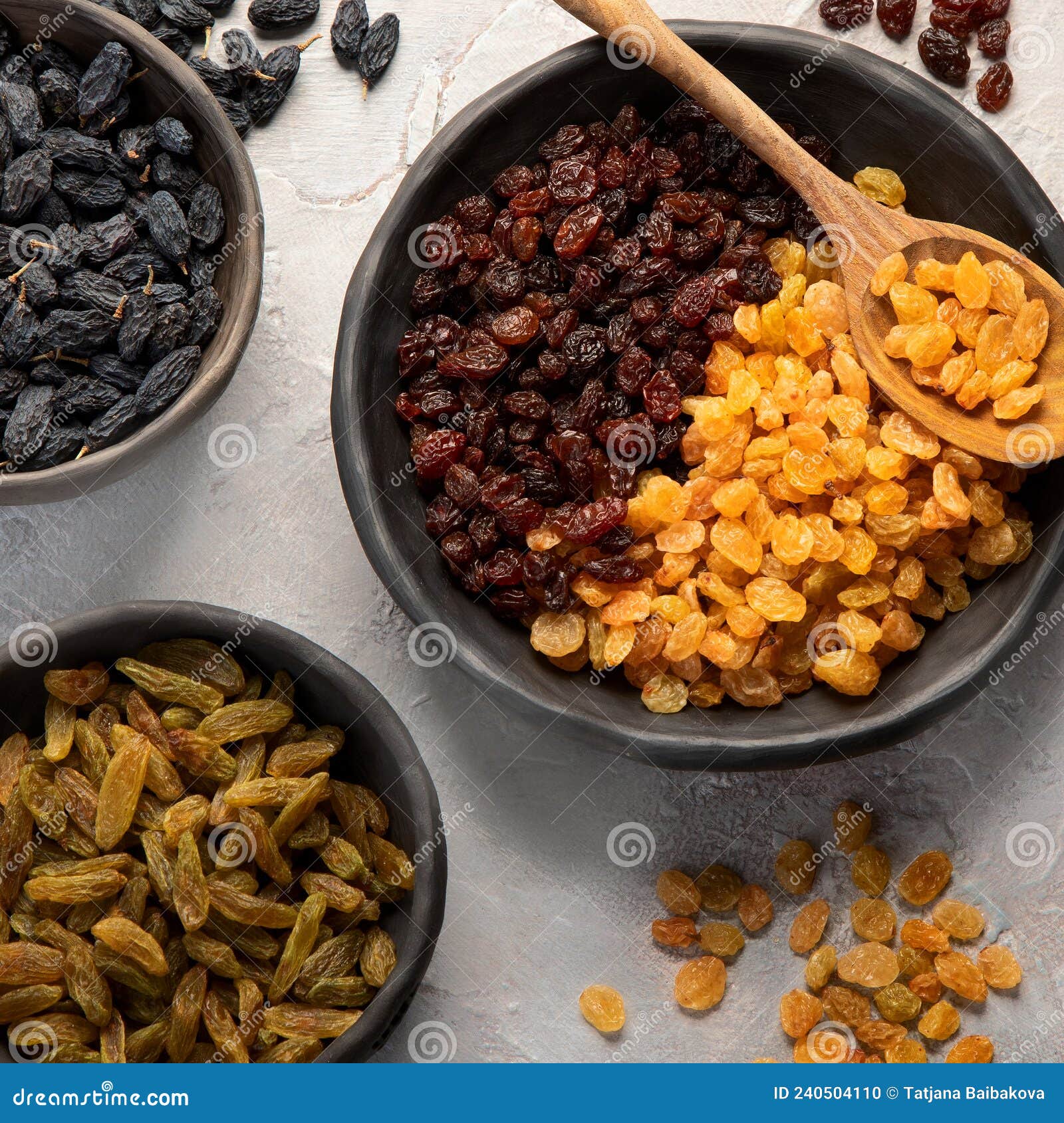 Different Types of Raisins on Light Backgroound Stock Photo - Image of ...