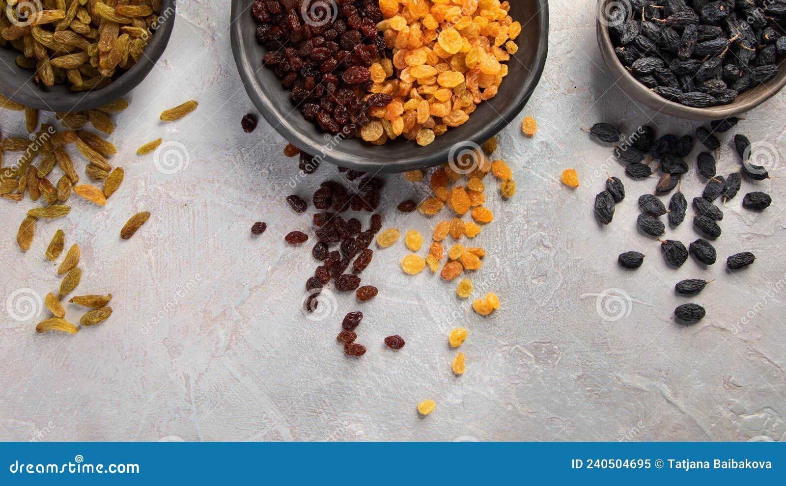 Different Types of Raisins on Light Backgroound Stock Image - Image of ...