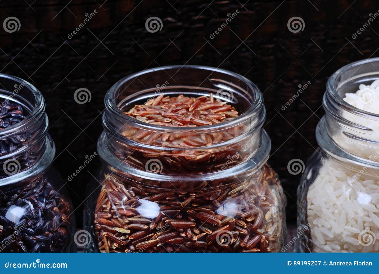 Different Types of Rice in a Jars Stock Image - Image of heap, healthy ...