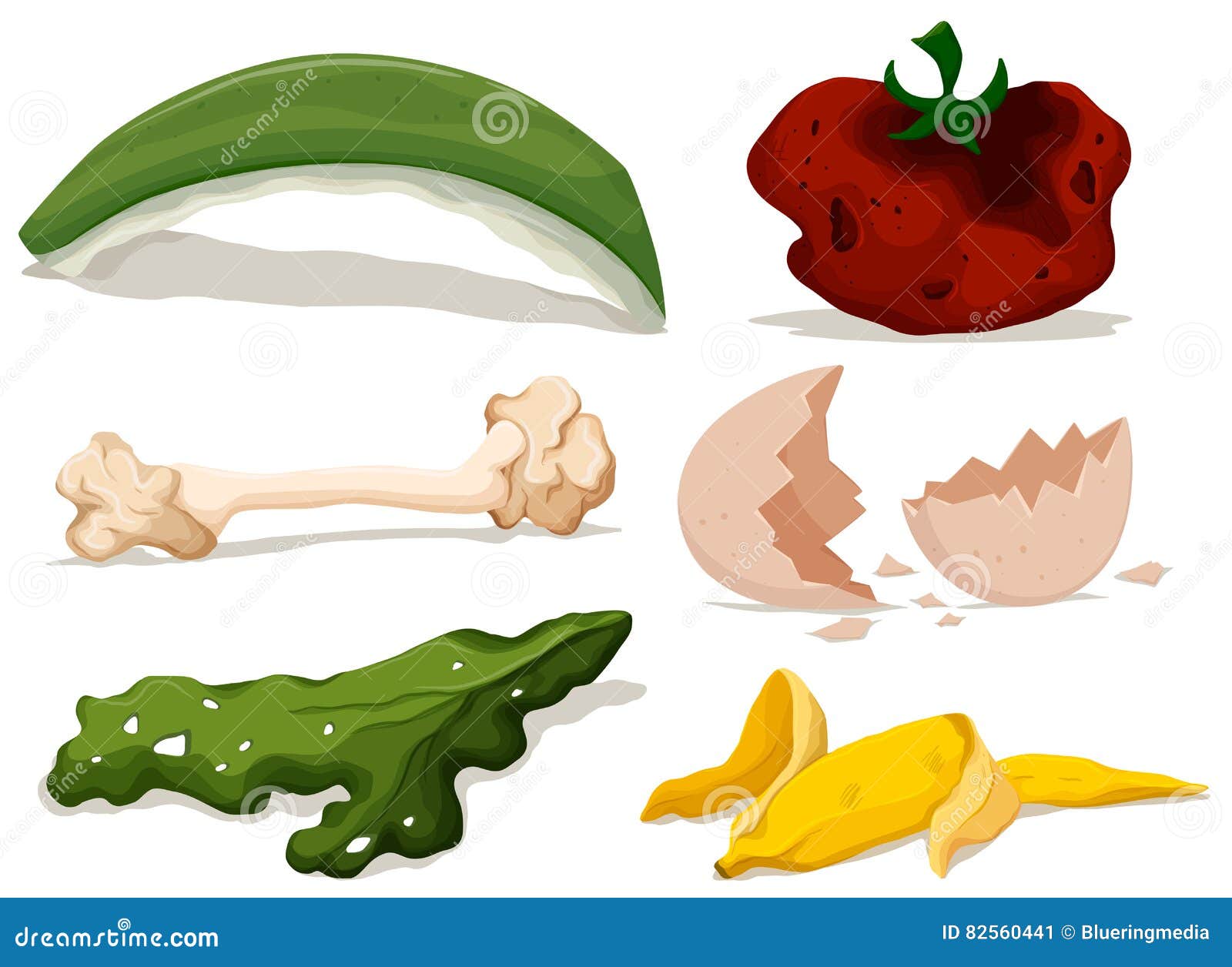 Rotten Food. Spoiled Egg And Milk. Expired Ingredients. Vector ...