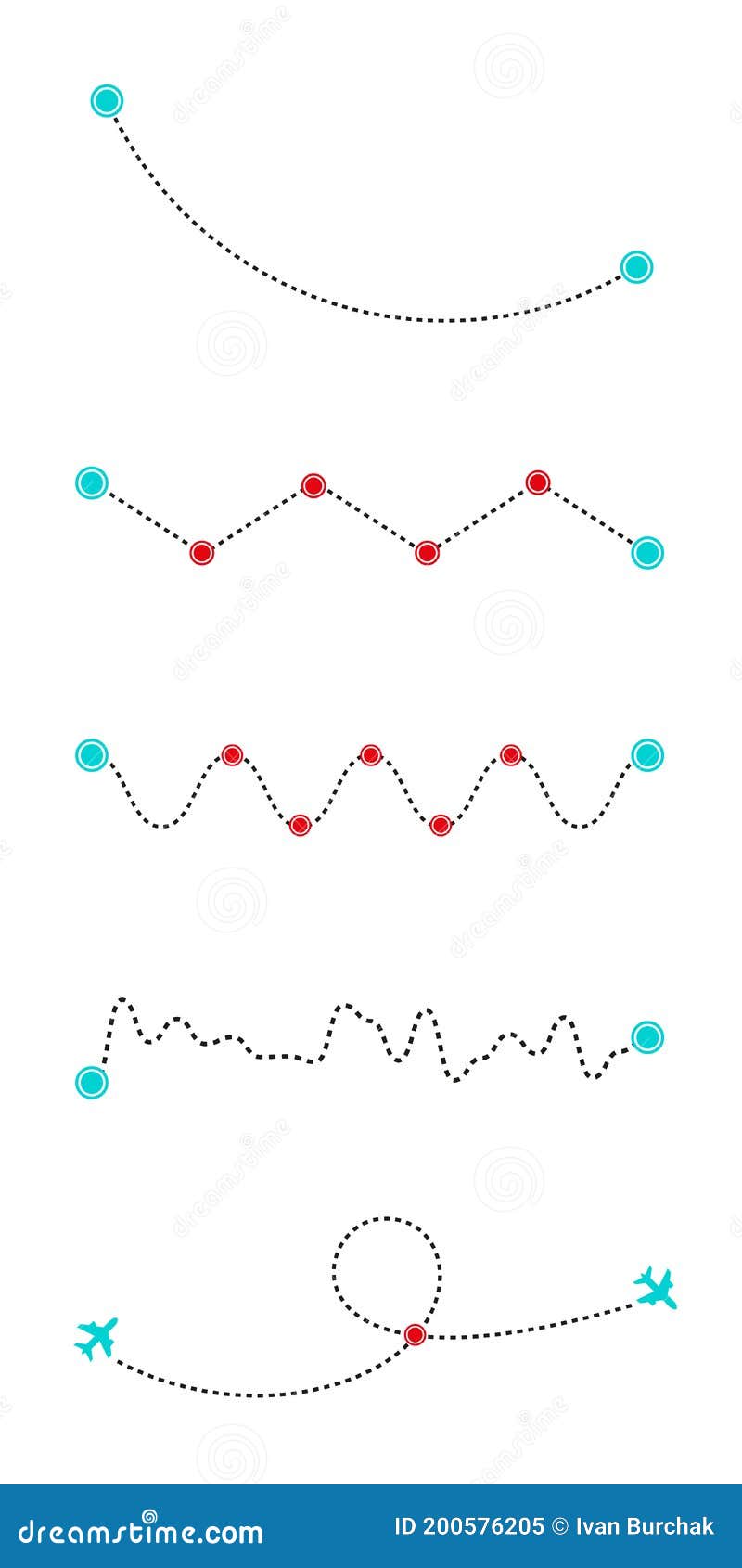 Different Types of Route Lines Stock Vector - Illustration of pointer ...