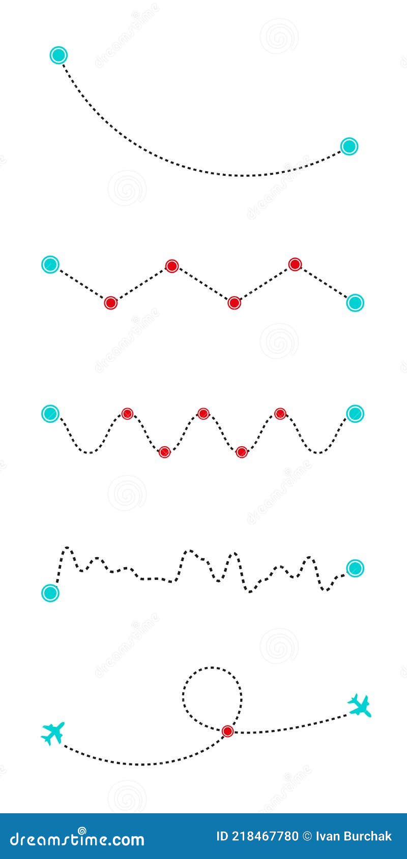 Different Types of Route Lines Stock Vector - Illustration of point ...