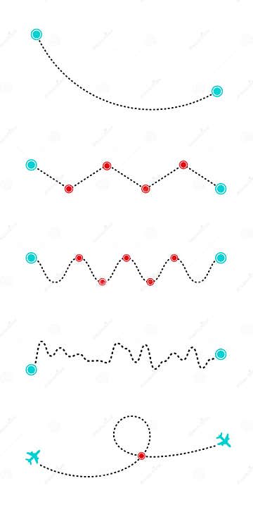 Different Types of Route Lines Stock Vector - Illustration of point ...