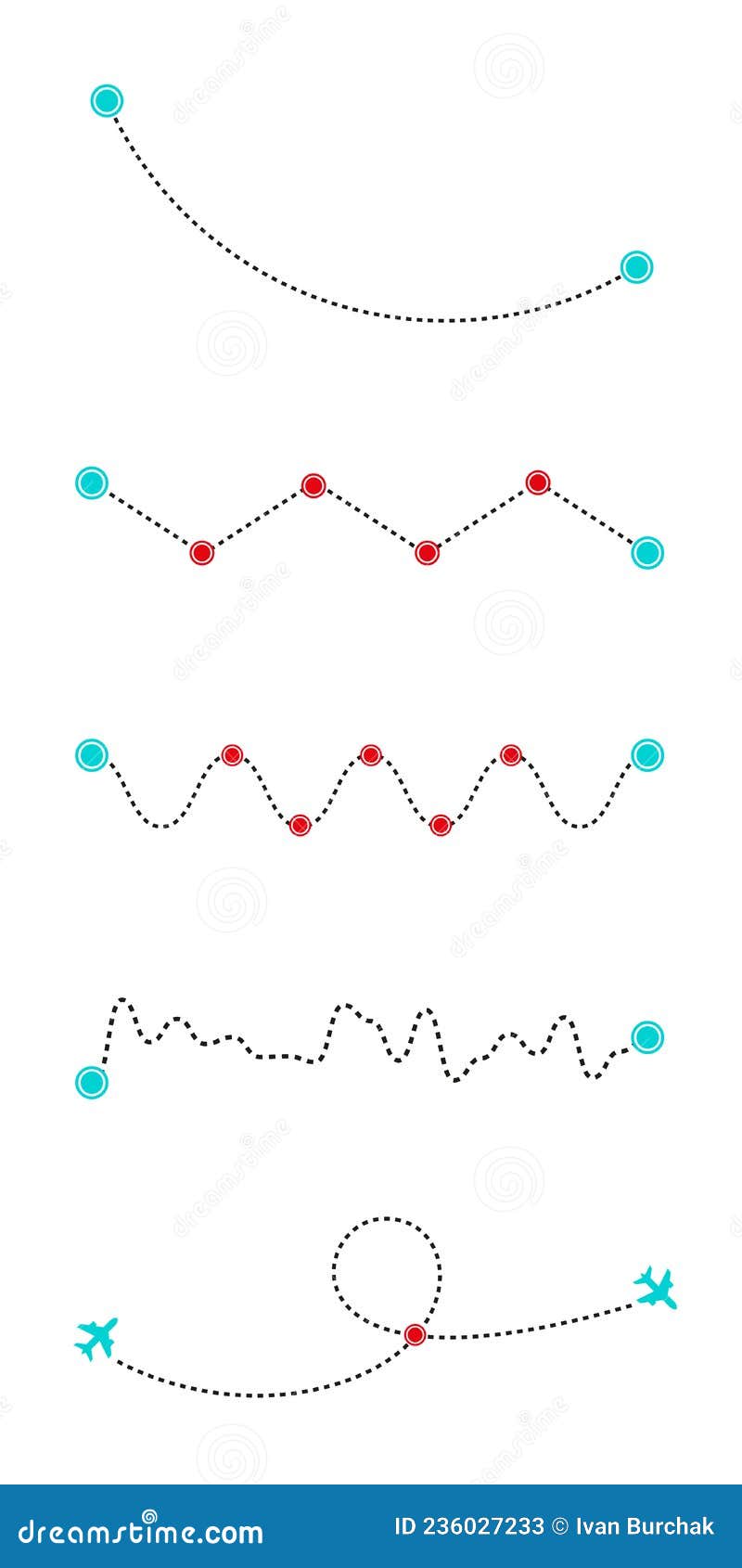 Different Types of Route Lines Stock Illustration - Illustration of ...