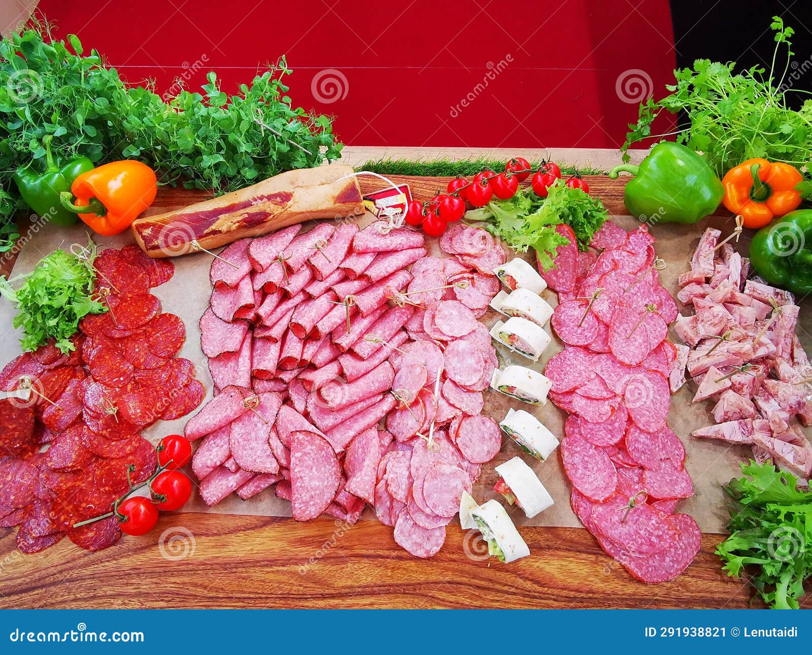 Different Types of Salami Slices and Bacon Stock Image - Image of ...