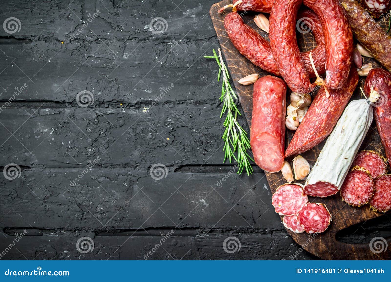 Different Types of Salami with Spices and Herbs Stock Image - Image of ...