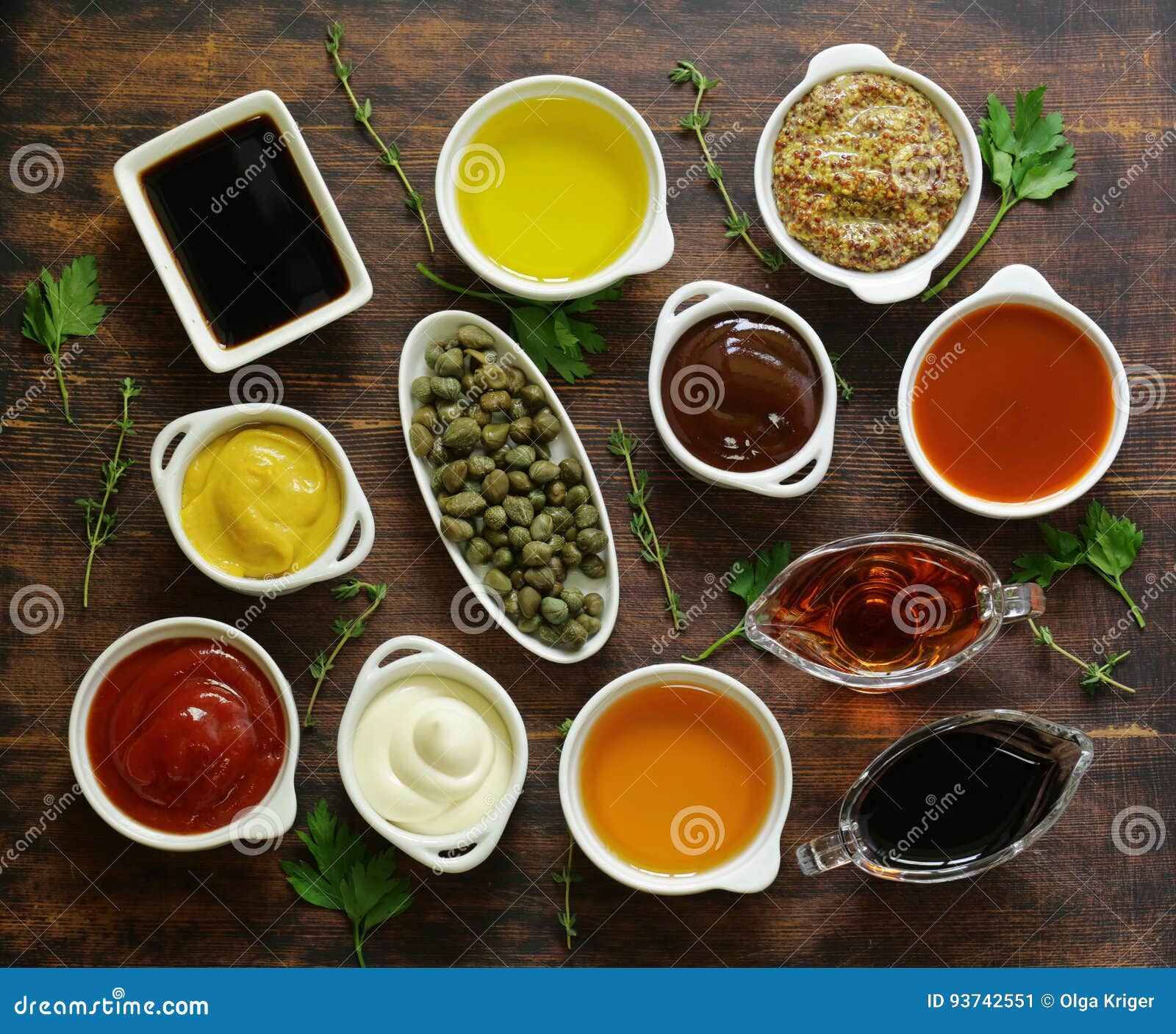 Different Types of Sauces and Oils in Bowls Stock Image - Image of ...