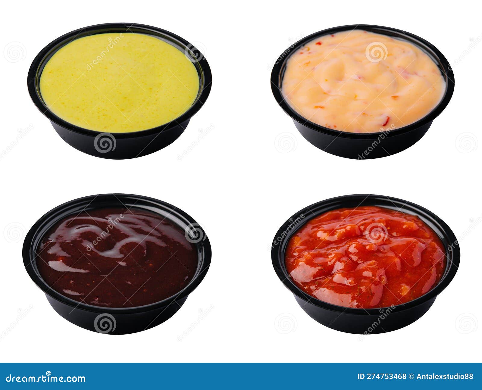 Different Types of Sauces in Small Bowls Isolated Stock Photo - Image ...