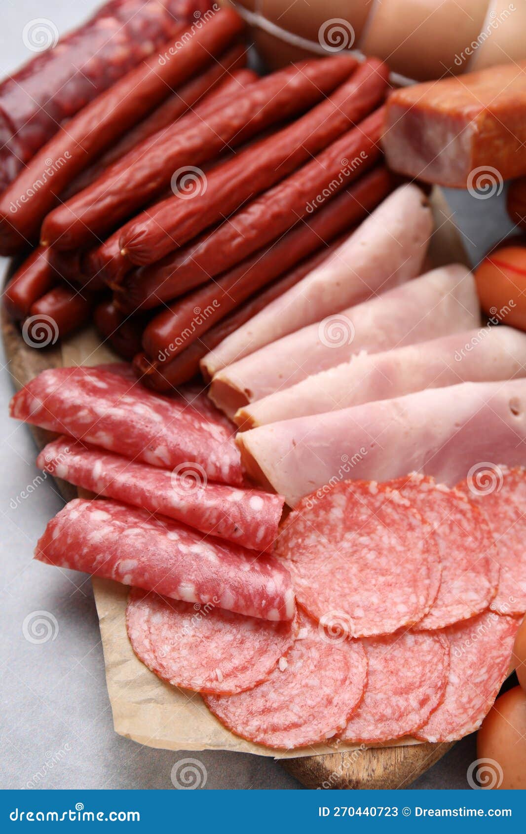 Different Types of Sausages on Table, Closeup Stock Image - Image of ...