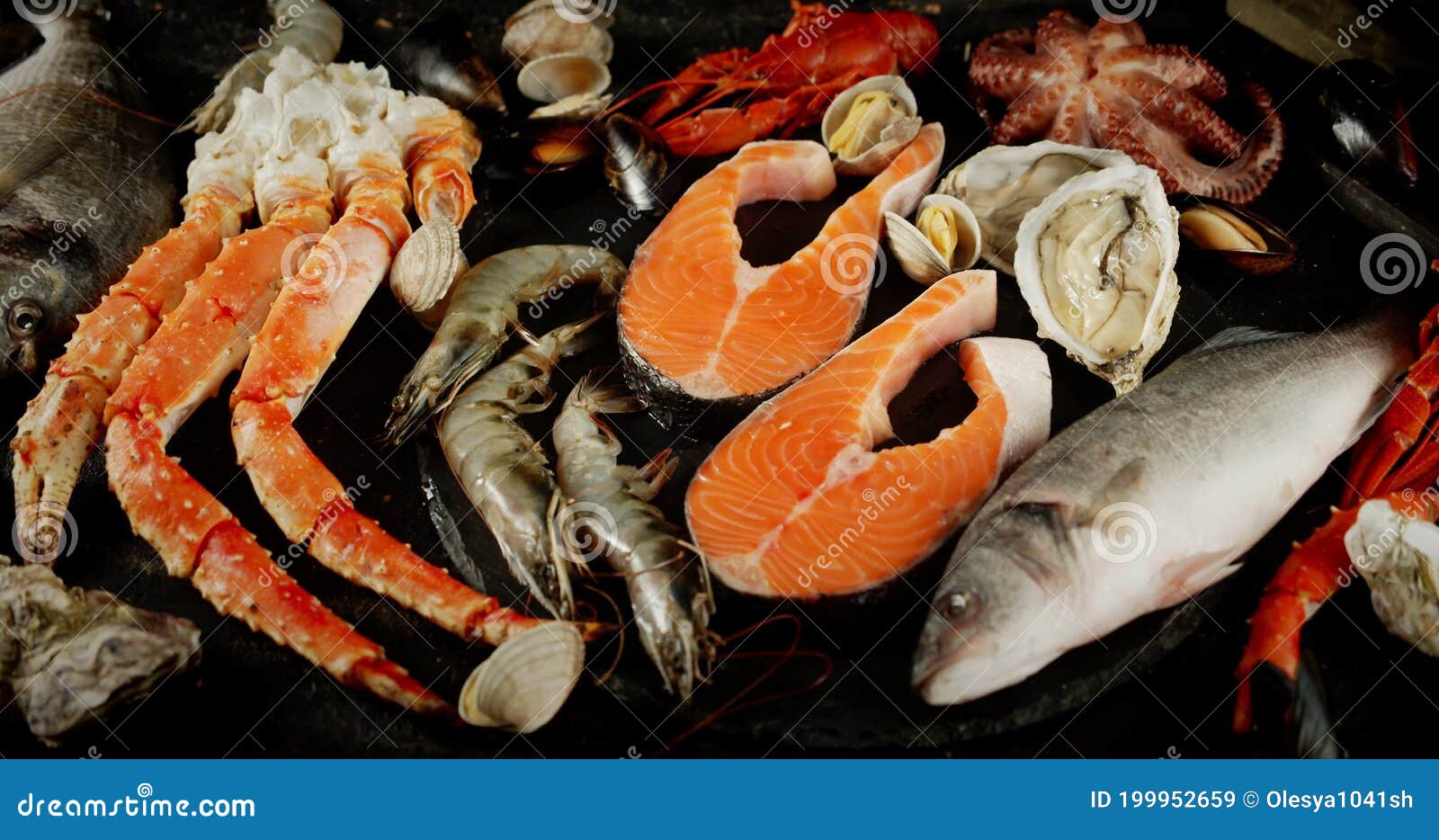 Different Types of Seafood Rotate Slowly. Stock Video - Video of ...