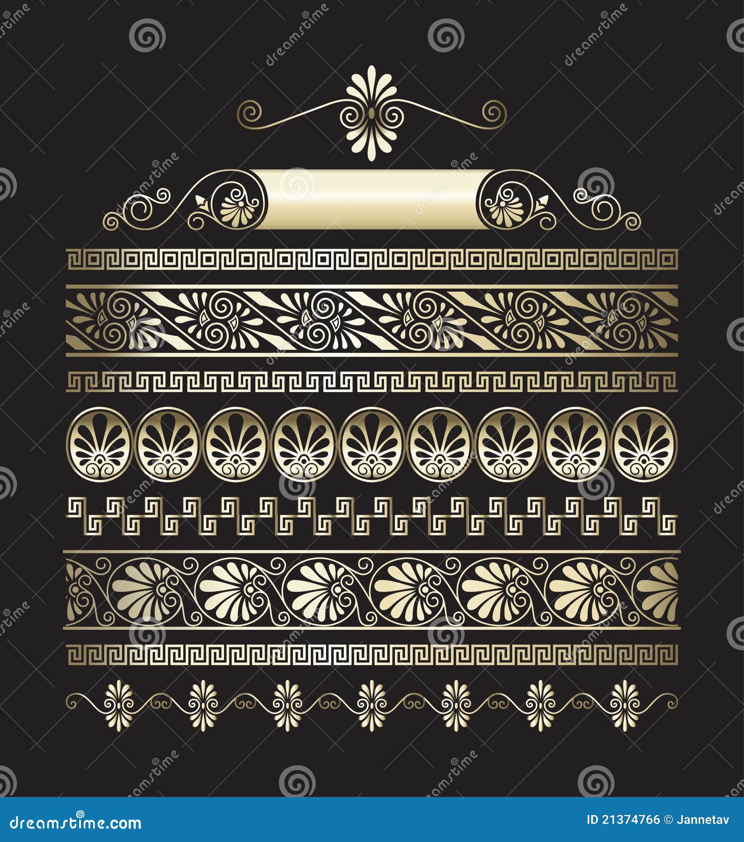 Different Types of Seamless Gold Greek Patterns Stock Vector ...