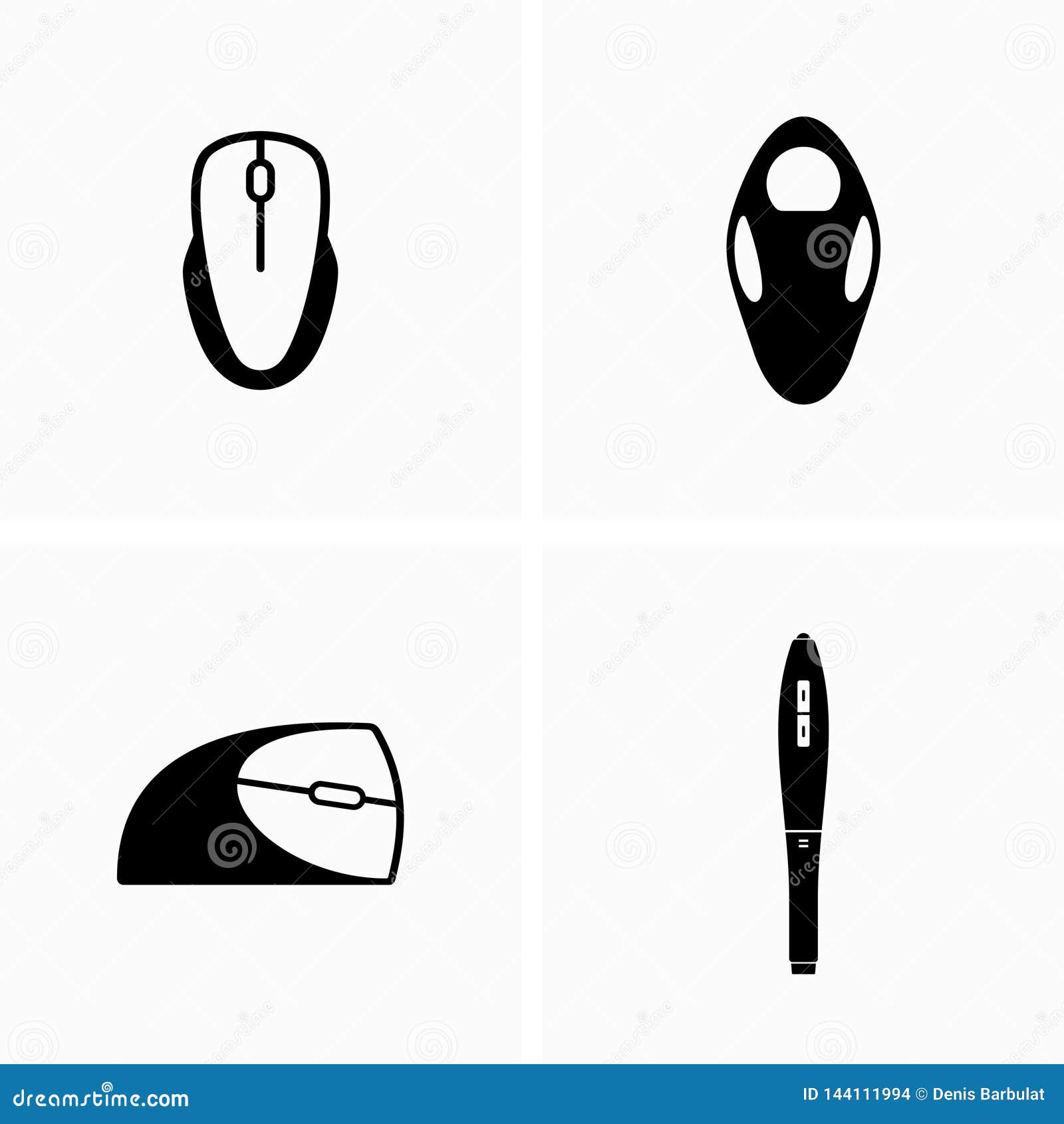 Different Types and Shapes of Computer Mice and Stylus Stock Vector ...