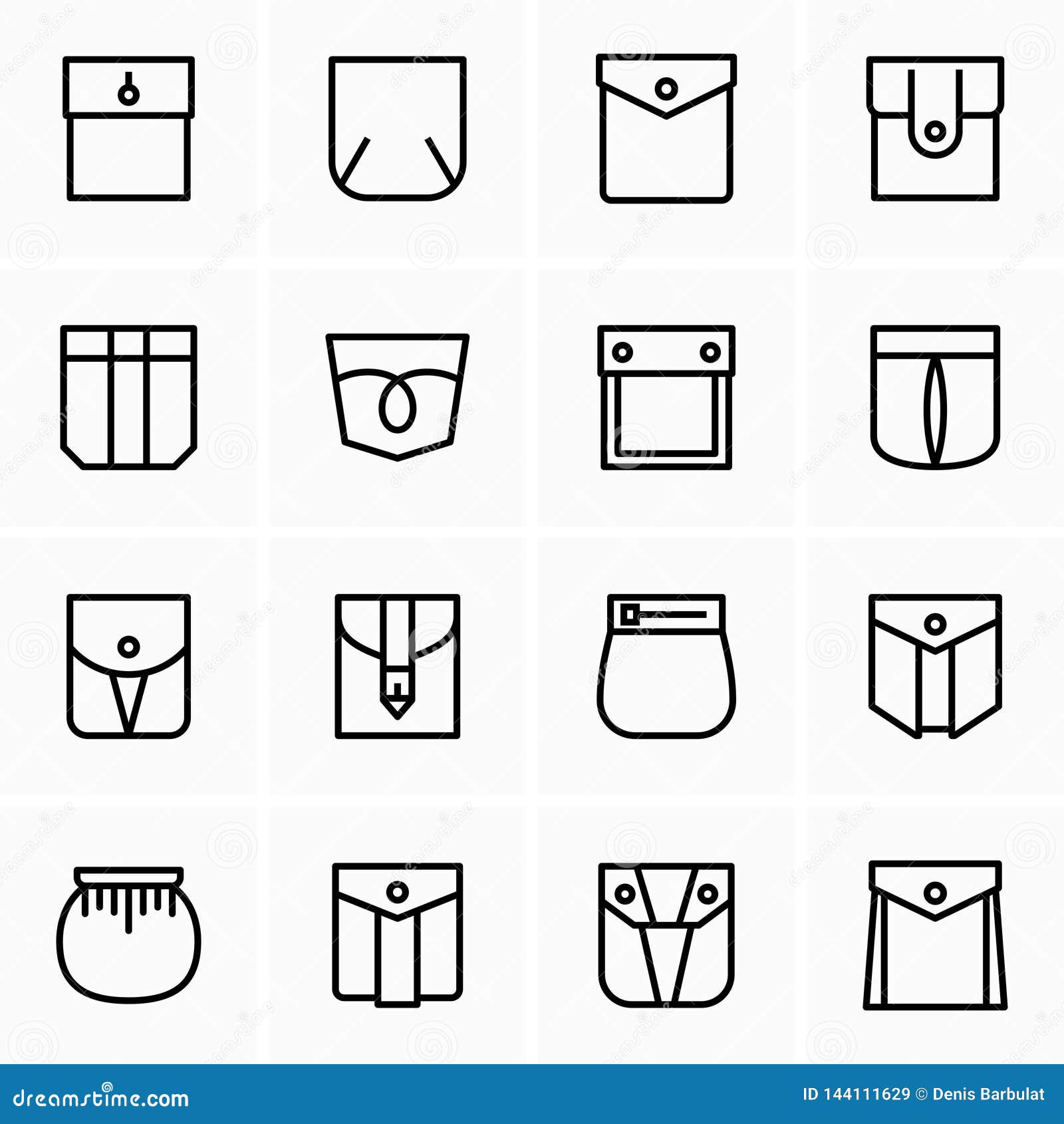Different Types and Shapes of Pockets Stock Vector - Illustration of ...