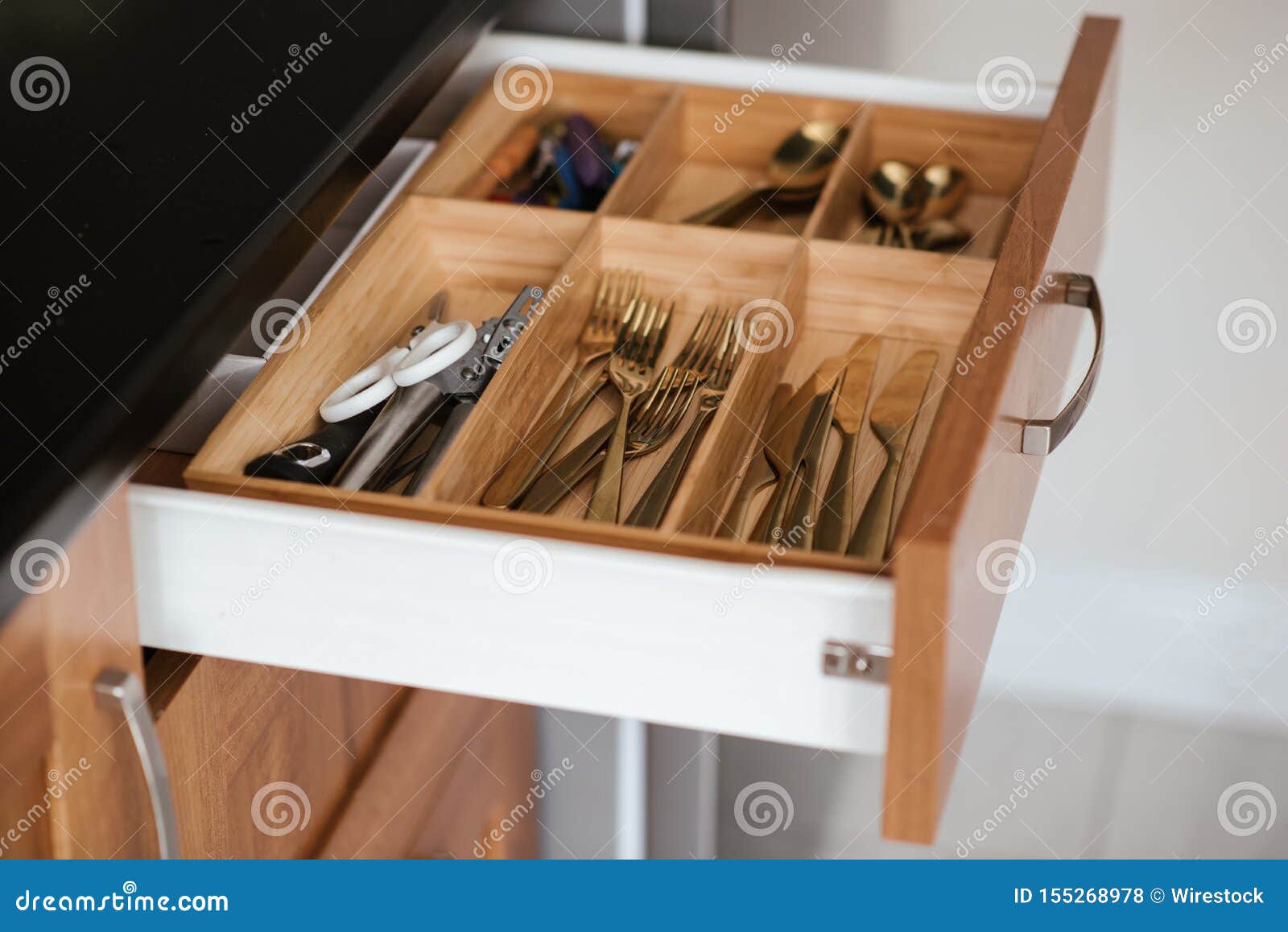 Types of Silverware in a Drawer Stock Photo - Image of food, metallic ...