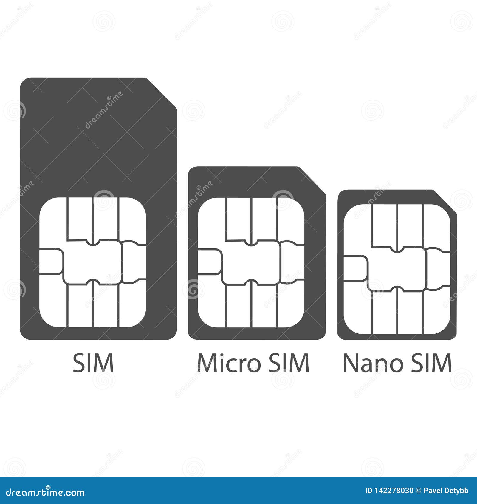 Different Types of SIM Card. Vector Illustration, Flat Design Stock ...