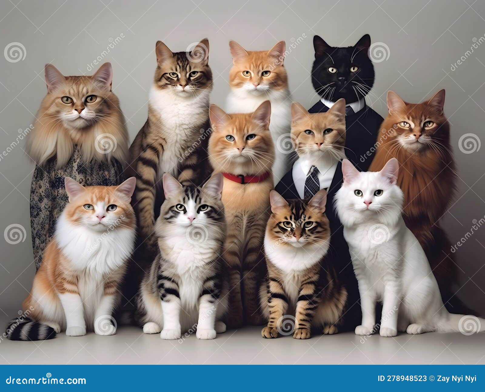 Different Types and Sizes of Cats Group. AI Generated Stock ...