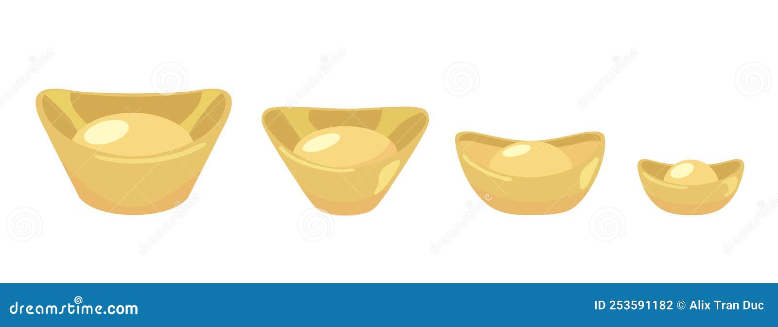 Different Types and Sizes Gold Chinese Sycee Ingot Stock Vector ...