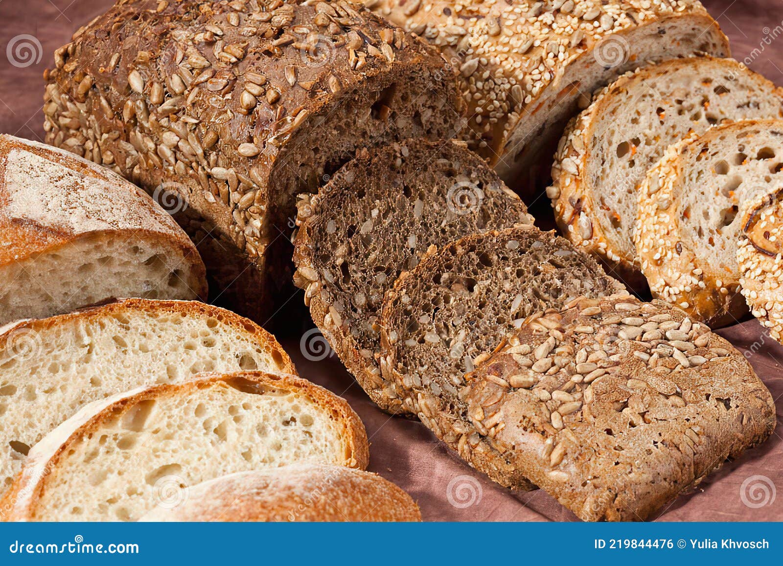 Different Types of Sliced Bread on the Table. Stock Photo - Image of ...