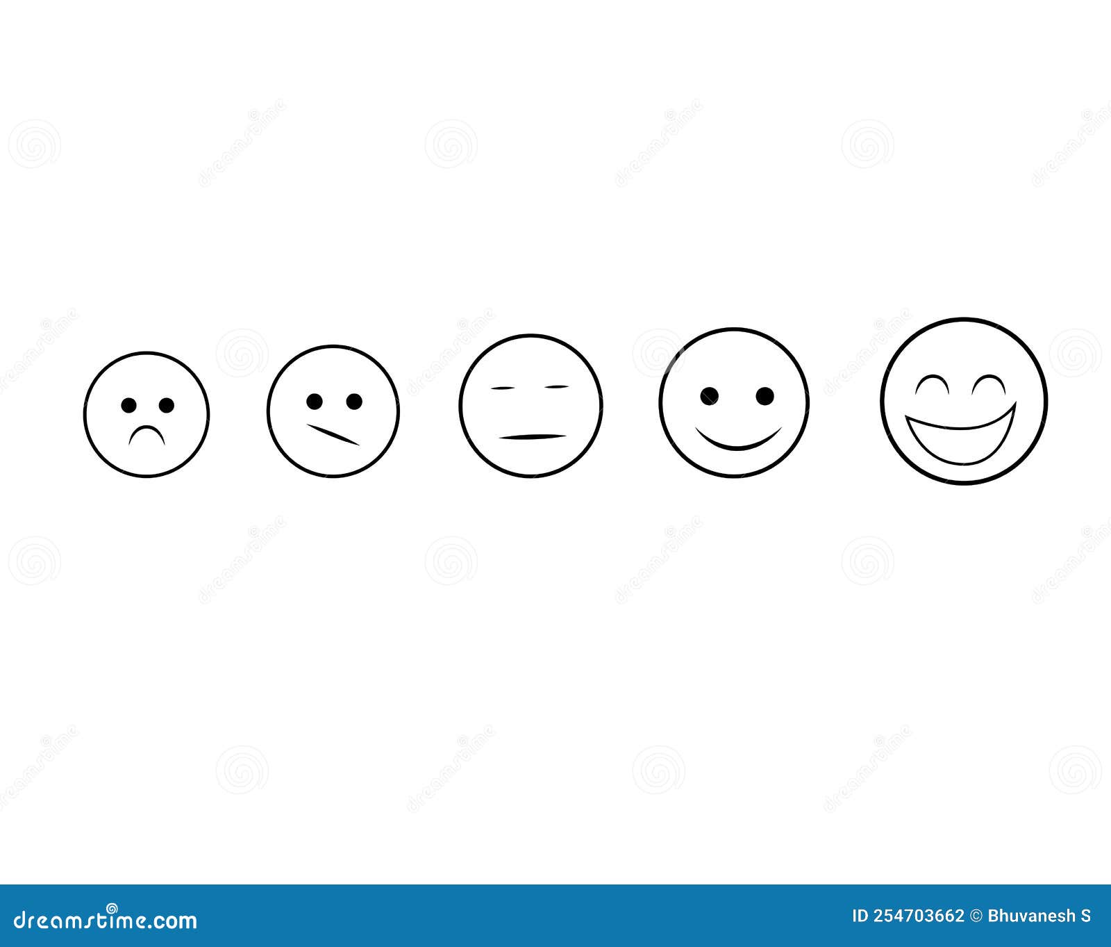 Different Types Of Smile Emojis Line Drawing Isolated On White ...