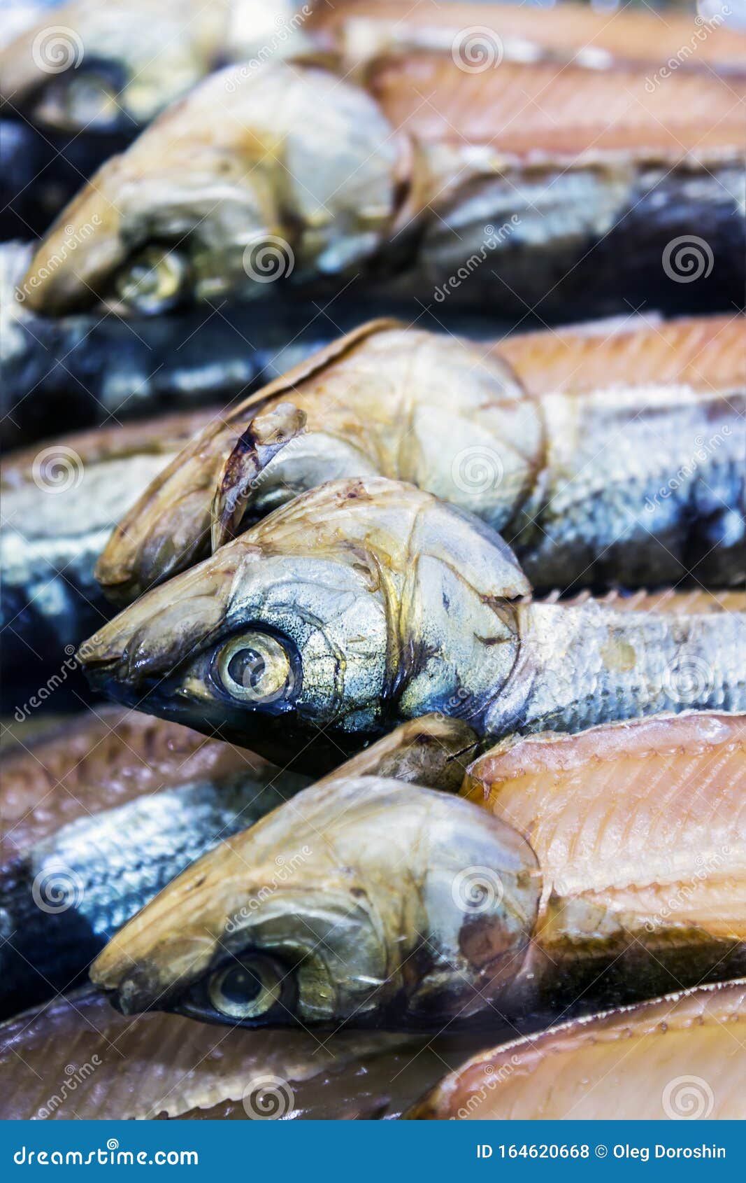 Different Types of Smoked Fish on the Store Counter Stock Photo - Image ...