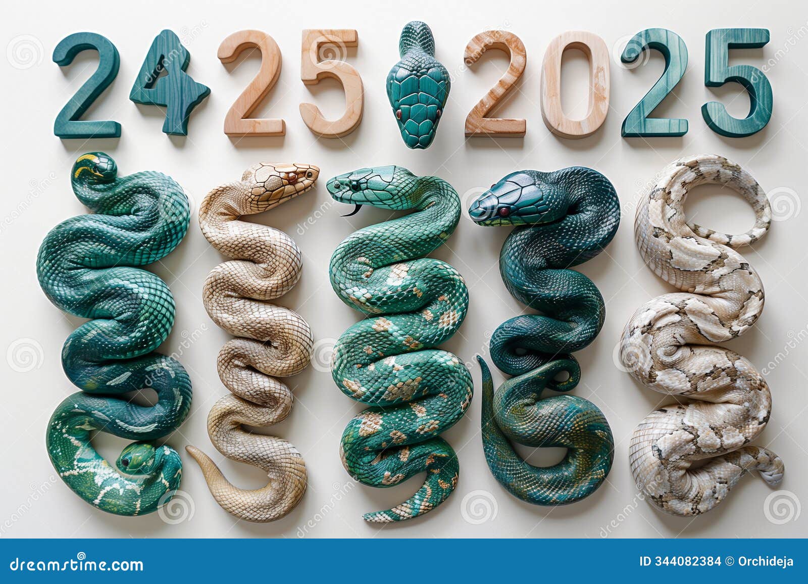 Different Snakes On White Plates. Royalty-Free Stock Photography ...