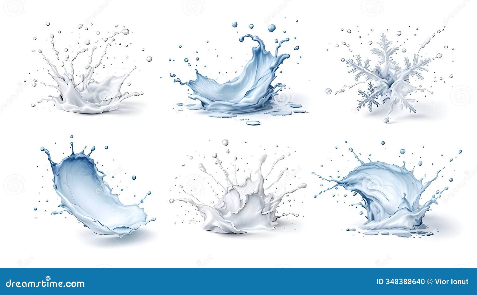 Different Types of Snow Splash Set Detailed Illustration Stock ...