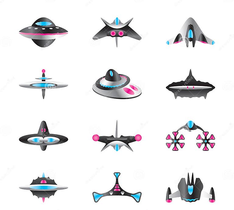 Different Types of Spaceships Stock Vector - Illustration of ...