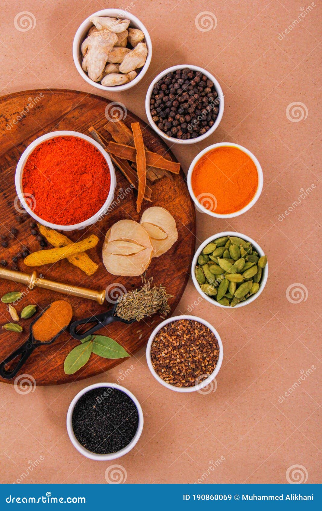 Different Types of Spices in Small Dishes with Different Colors ...