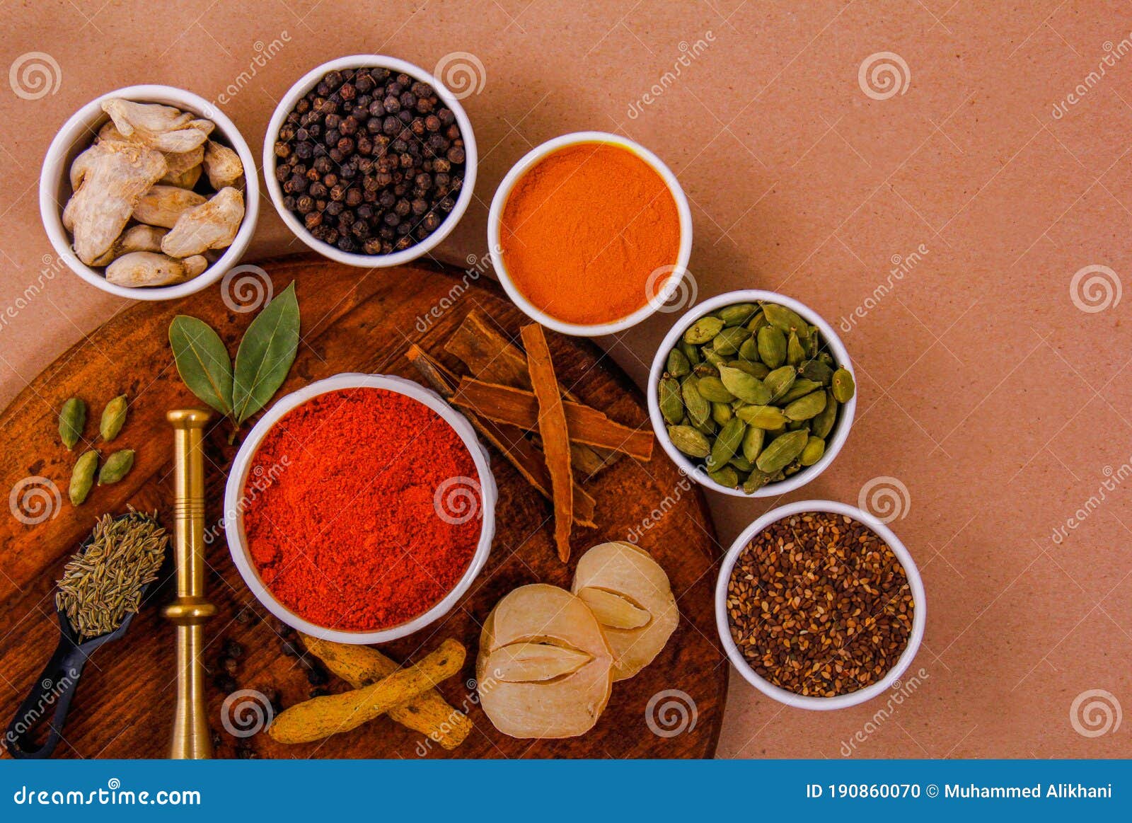 Different Types of Spices in Small Dishes with Different Colors ...