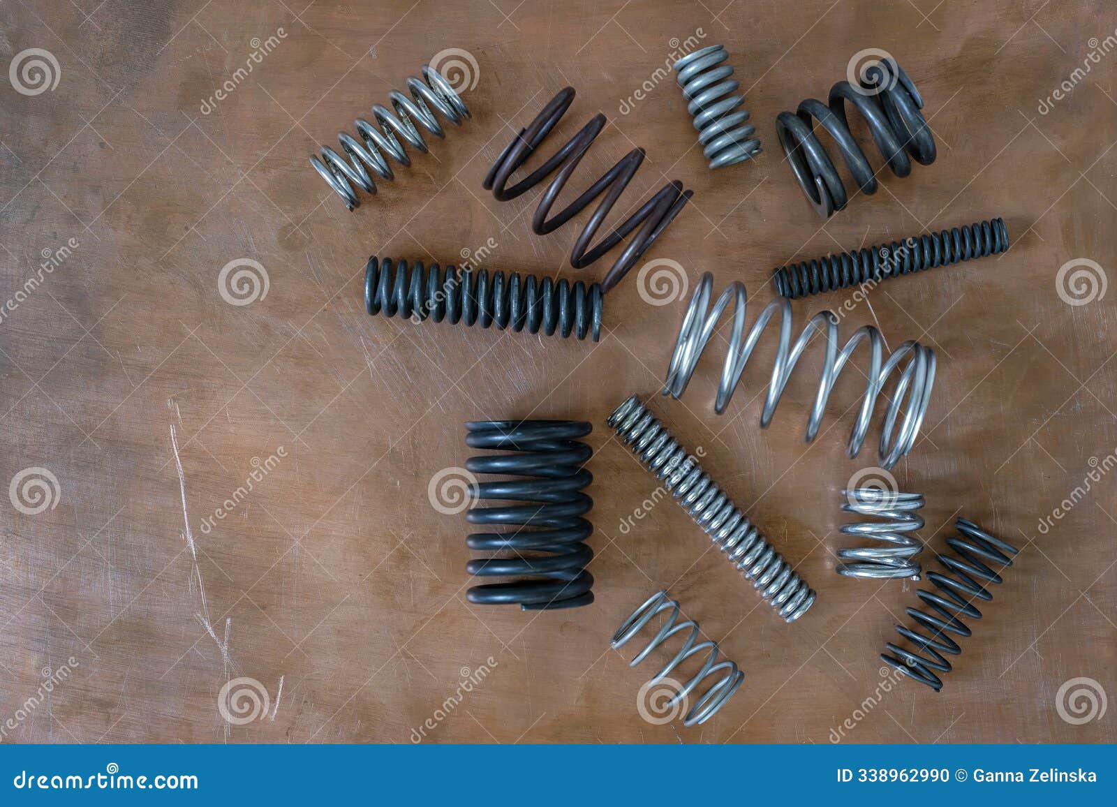 Different Types of Springs or Coil Springs on a Copper Background ...