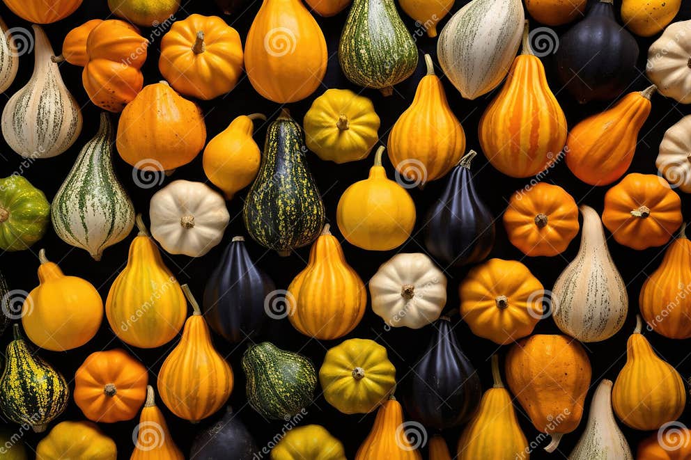 Different Types of Squash Arranged in an Abstract Pattern Stock Image ...