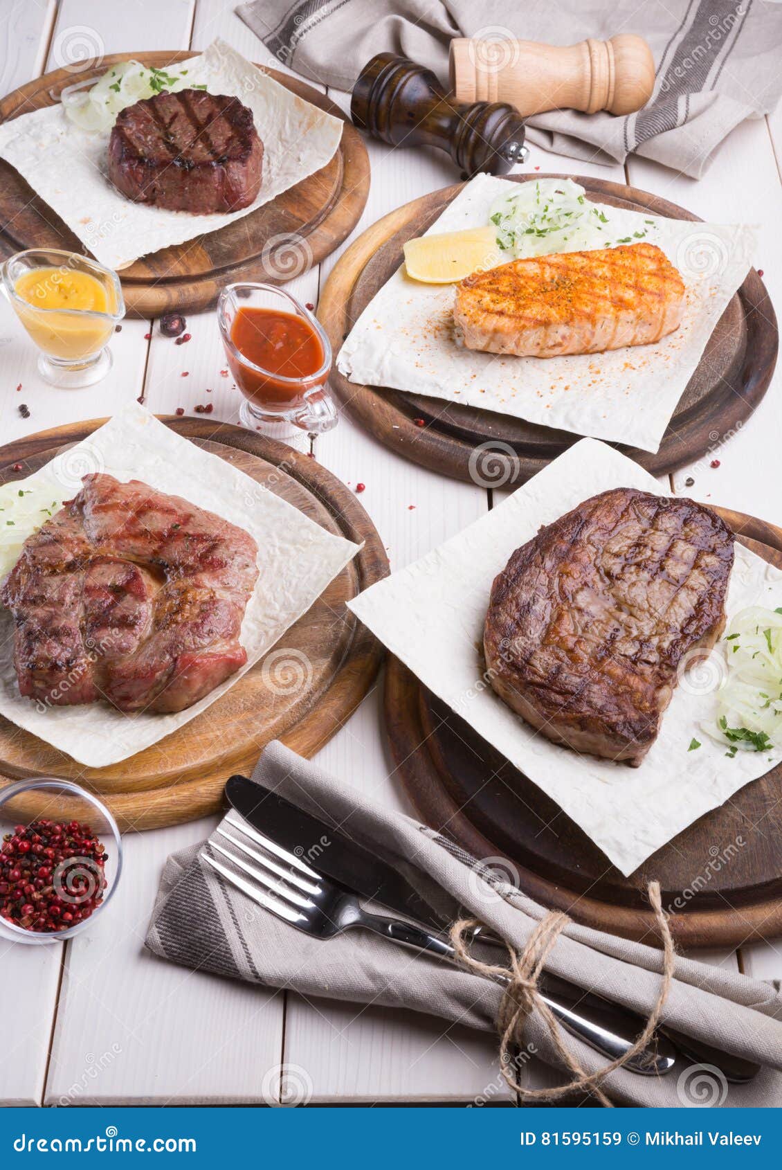Different types of steak stock image. Image of food, beefsteak - 81595159