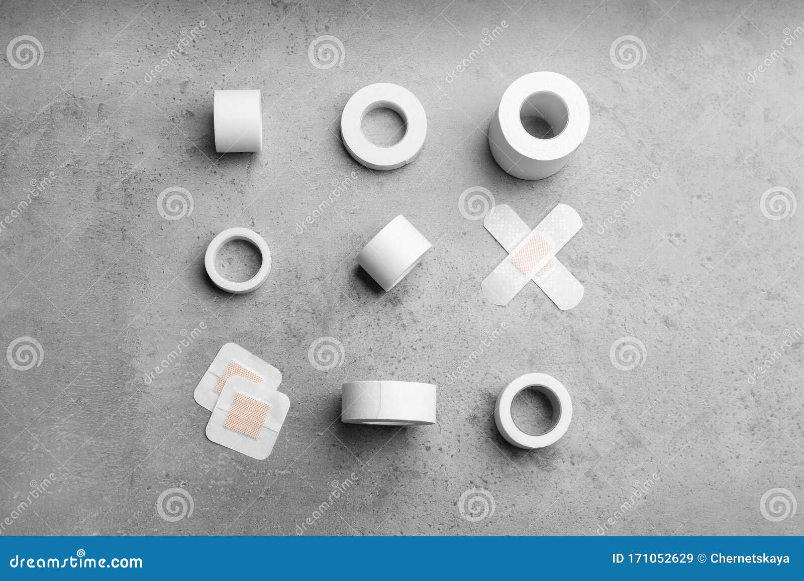 Different Types of Sticking Plasters on Background, Flat Lay Stock ...