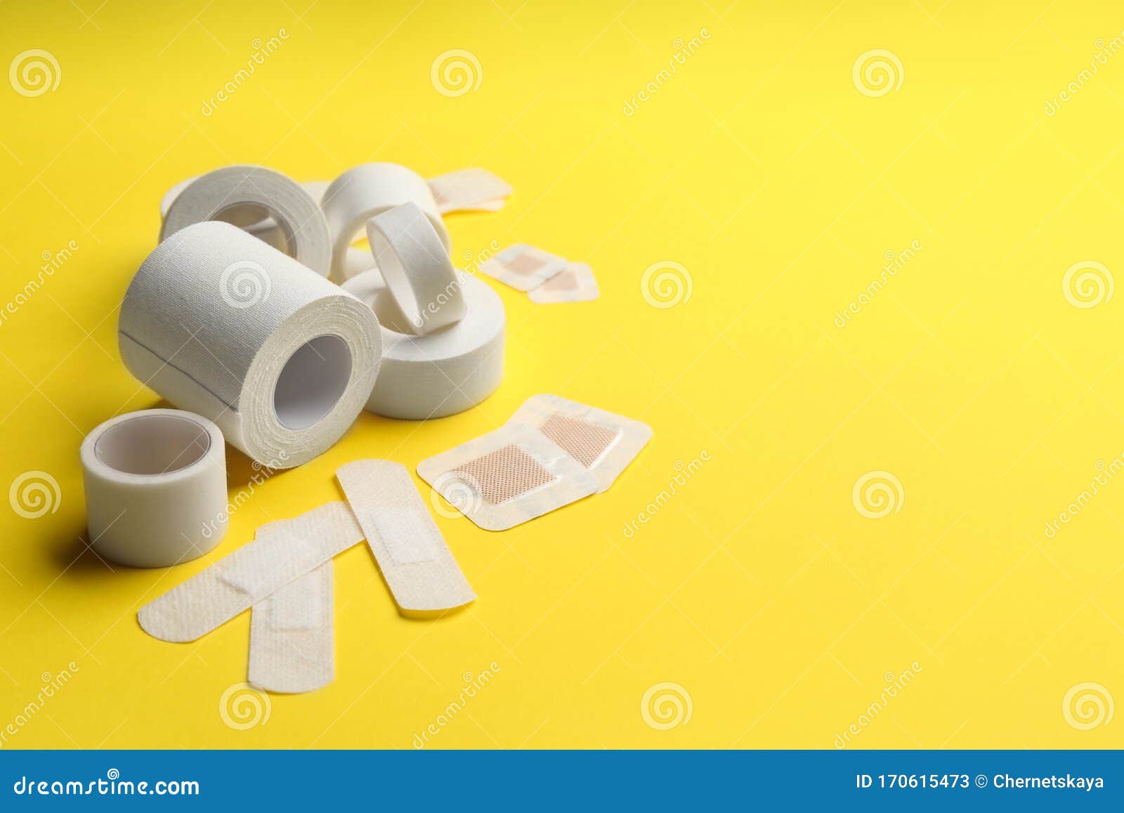 Different Types of Sticking Plasters on Background. Space for Text ...