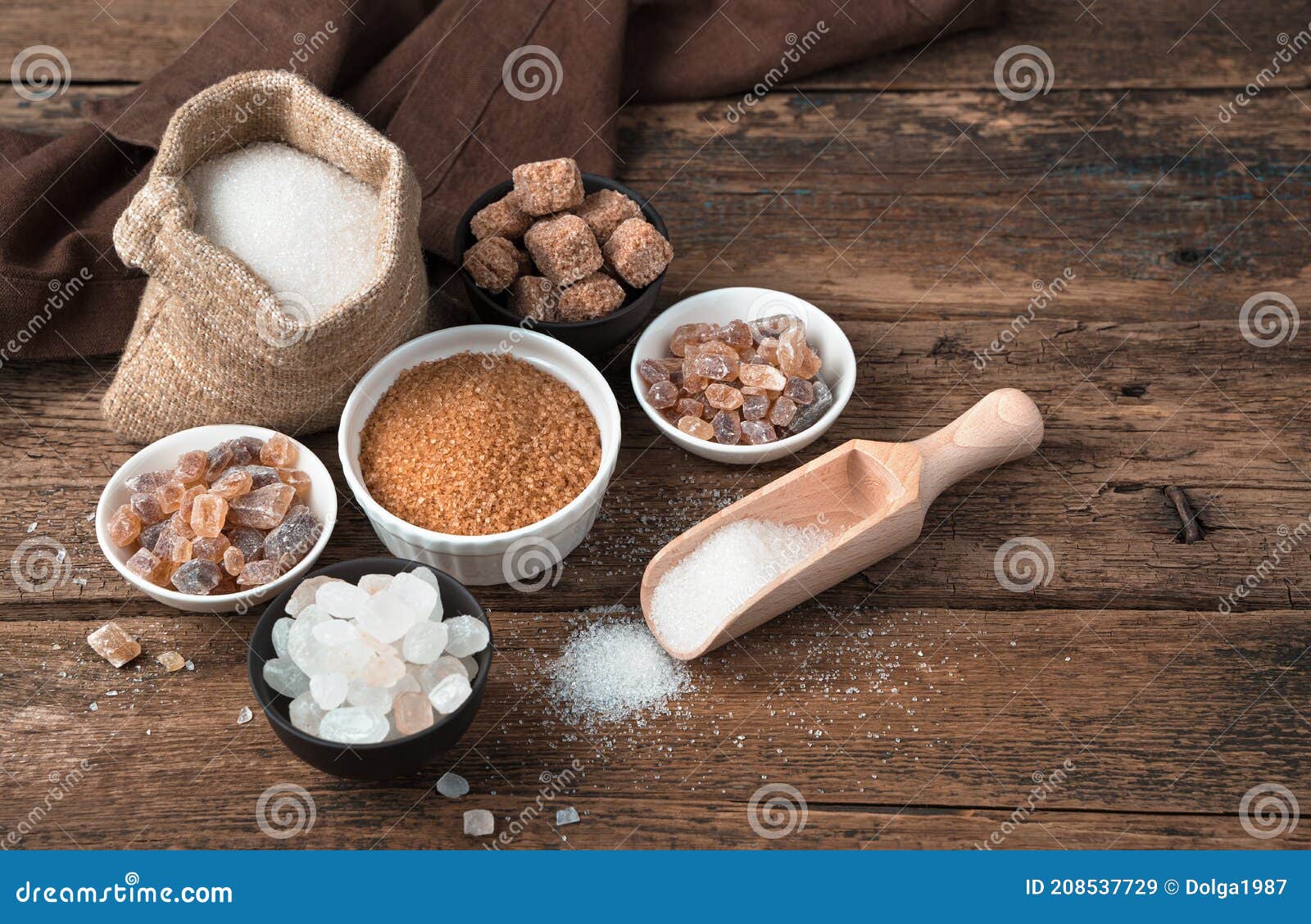 Different Types of Sugar on a Natural Wooden Background. Stock Image ...