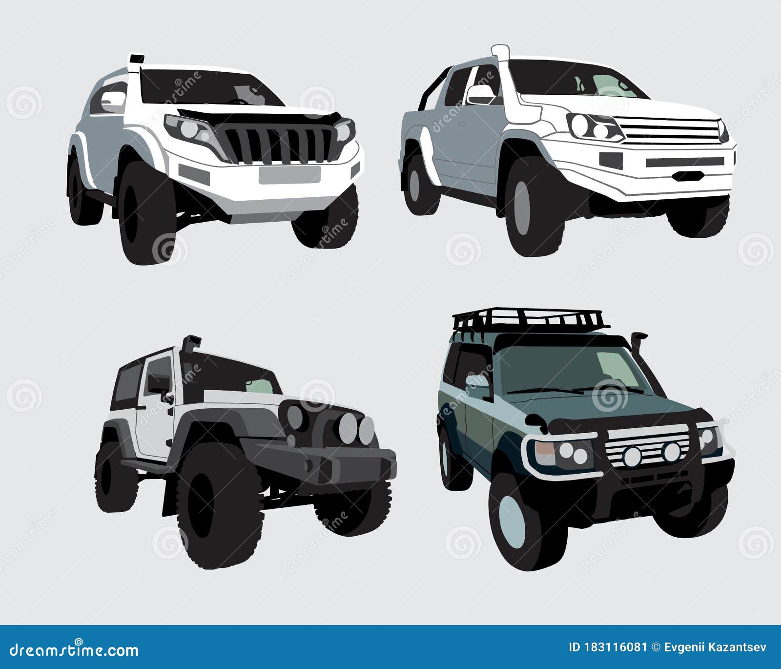 Different Types of SUVs. Off-road Vehicles Stock Vector - Illustration ...