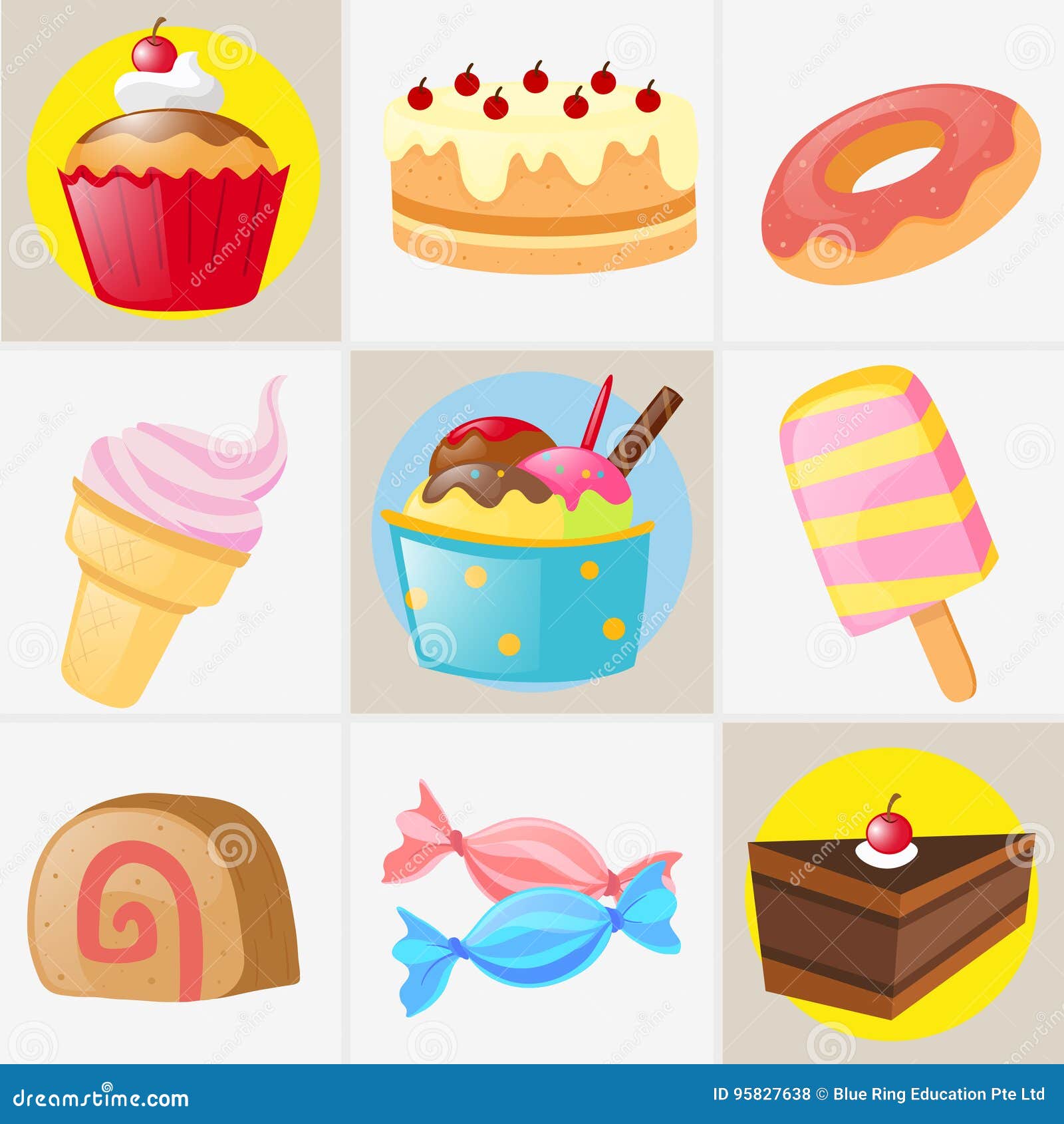 Different Types of Sweet Desserts Stock Vector - Illustration of clip ...