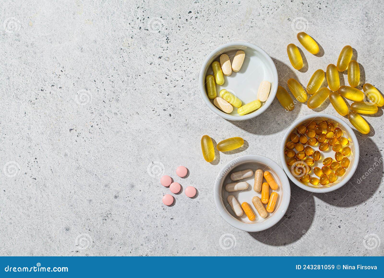 Different Types of Tablets, Pills, Capsules and Vitamins. daily Dose of ...