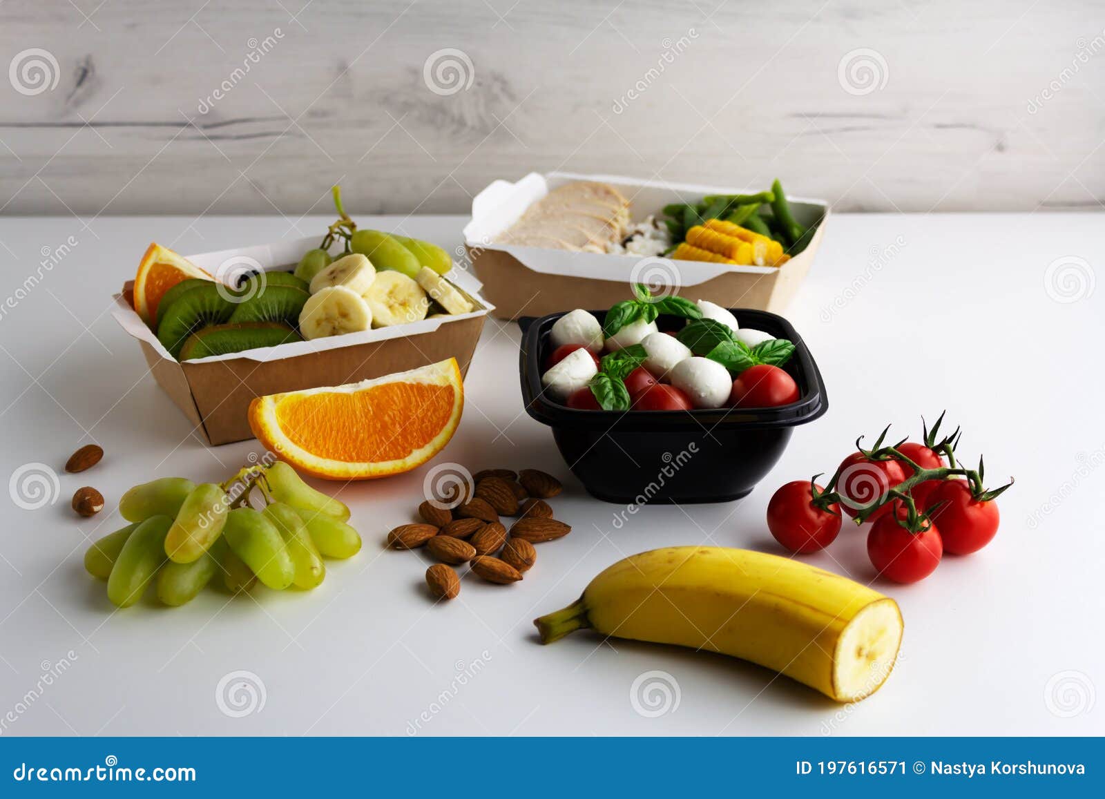 Different Types of Takeaway Food on a Light Background Stock Image ...