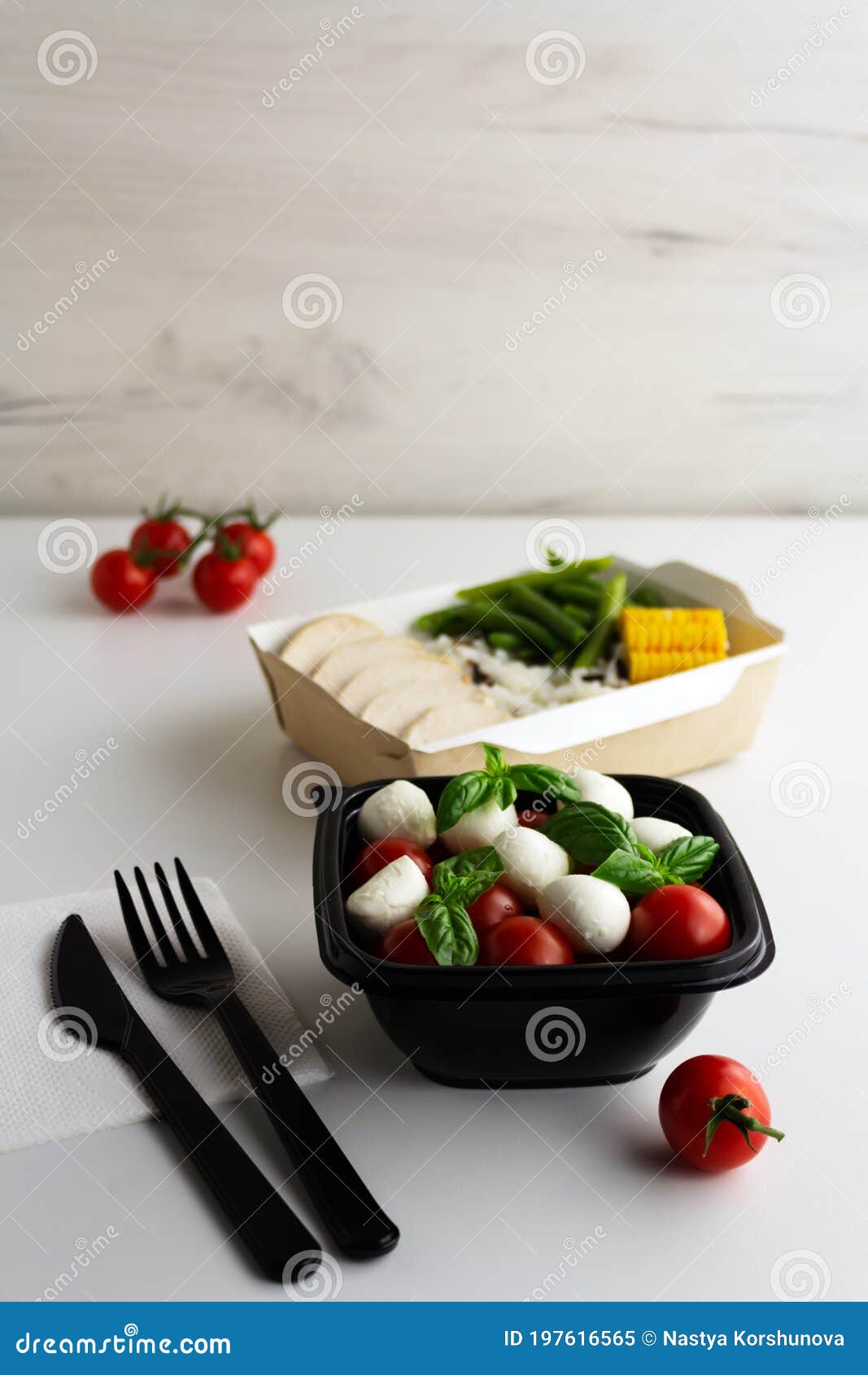 Different Types of Takeaway Food on a Light Background Stock Image ...