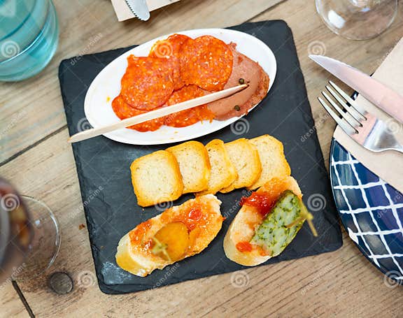 Different Types of Tapas on Table Stock Image - Image of ingredient ...