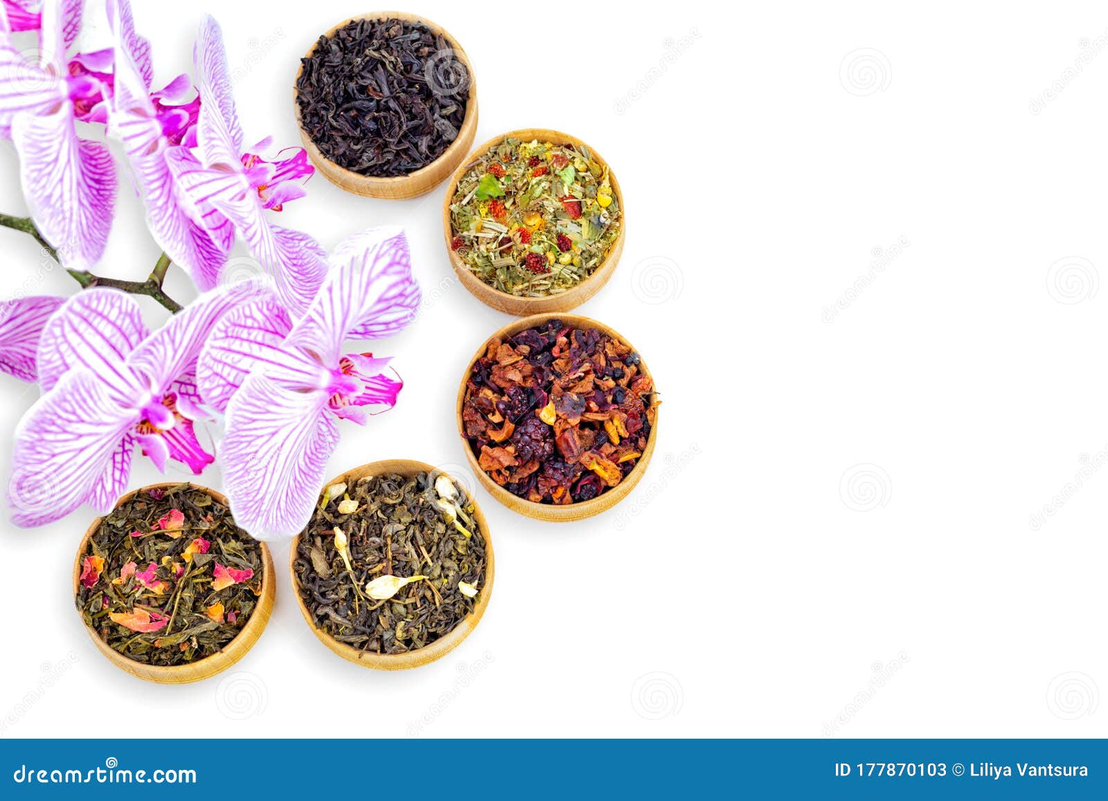 Different Types of Tea on a White Background. a Kind of Delicious Tea ...
