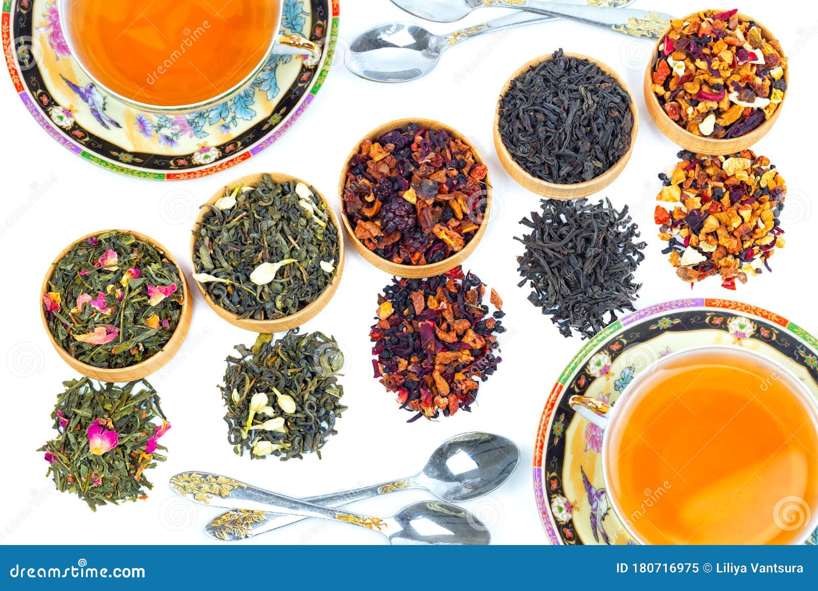 Different Types of Tea on a White Background. a Kind of Delicious Tea ...