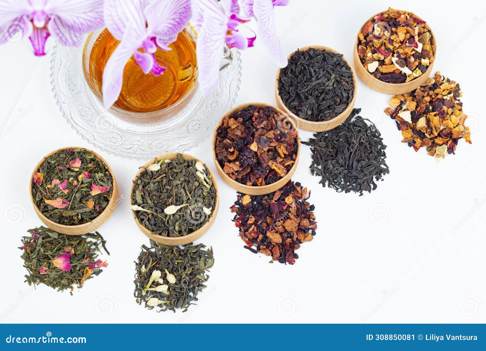 Different Types of Tea on a White Background. a Kind of Delicious Fruit ...