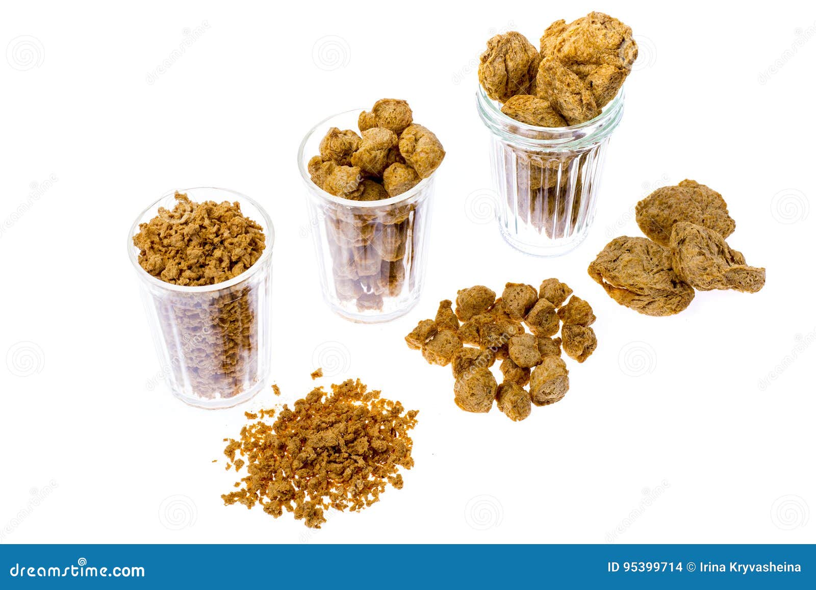 Different Types of Textured Soy Protein Meat on White Backgrou Stock ...