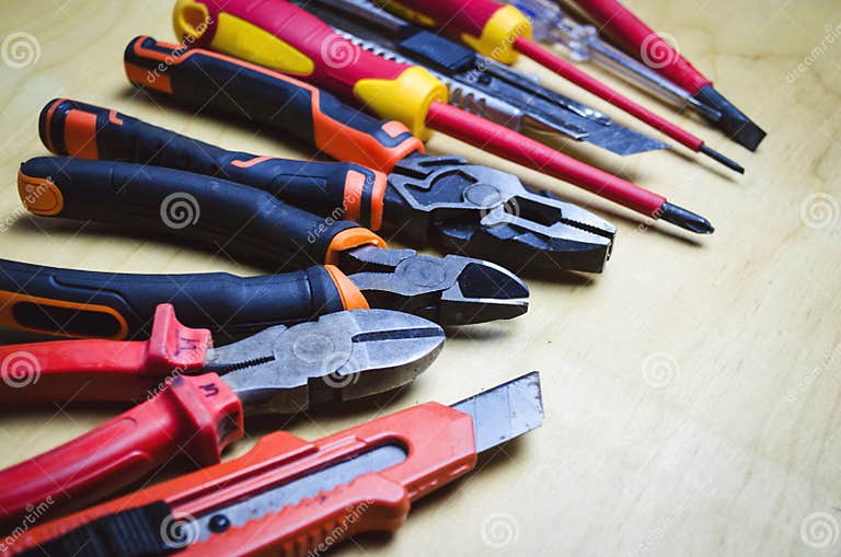 Different Types of Tools Screwdrivers, Pliers, Nippers Stock Image ...