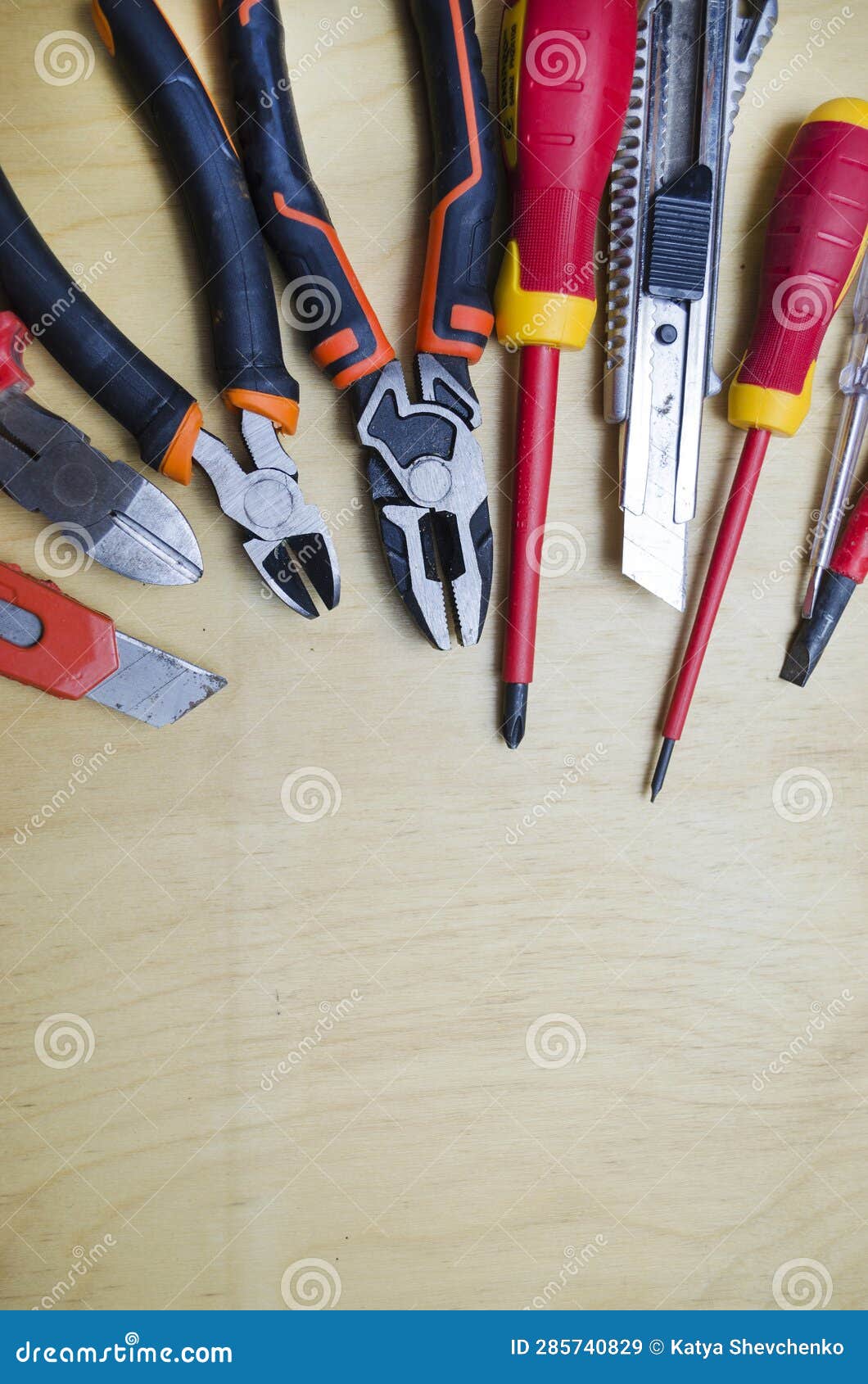 Different Types of Tools Screwdrivers, Pliers, Nippers Stock Image ...