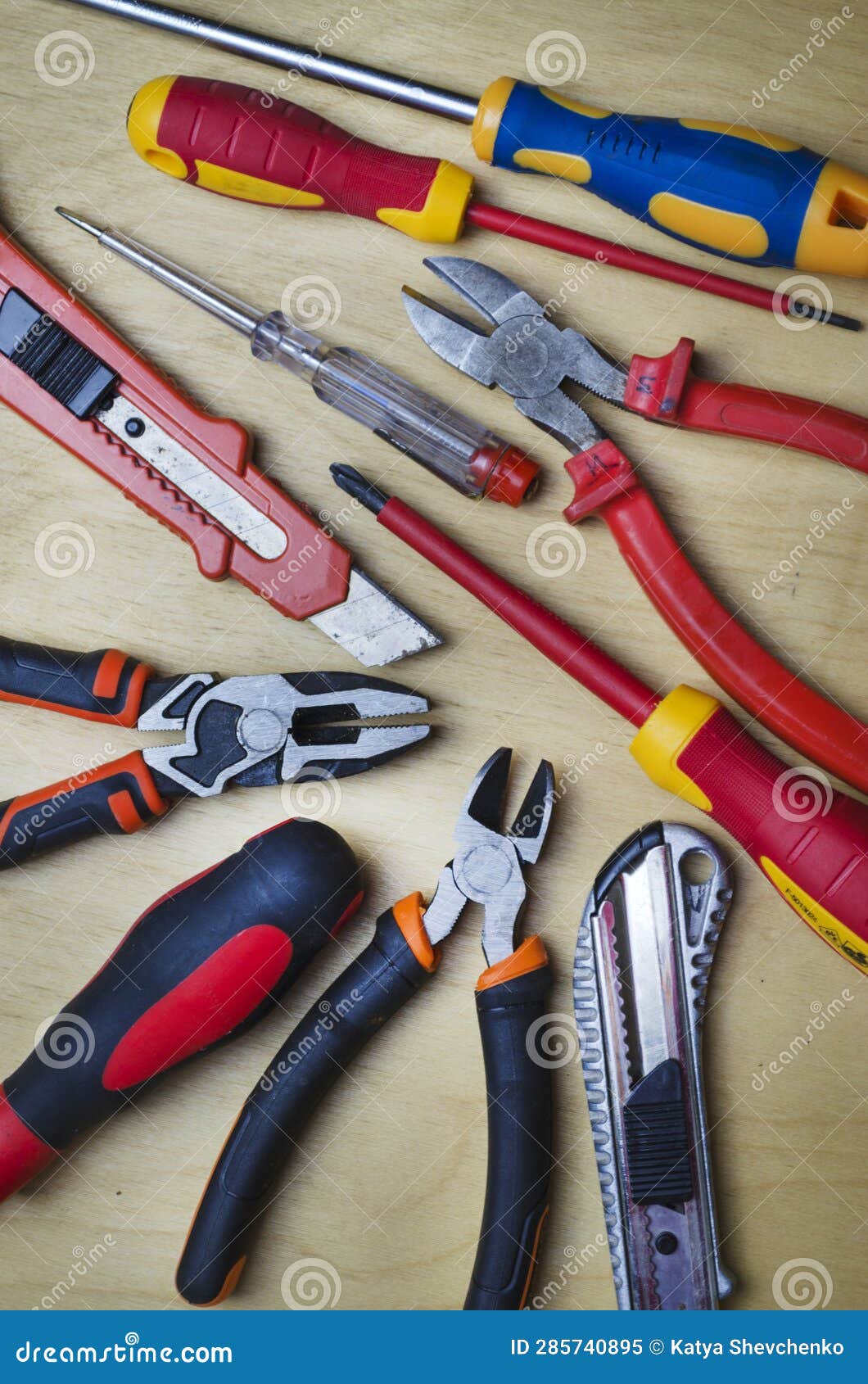 Different Types of Tools Screwdrivers, Pliers, Nippers Stock Image ...